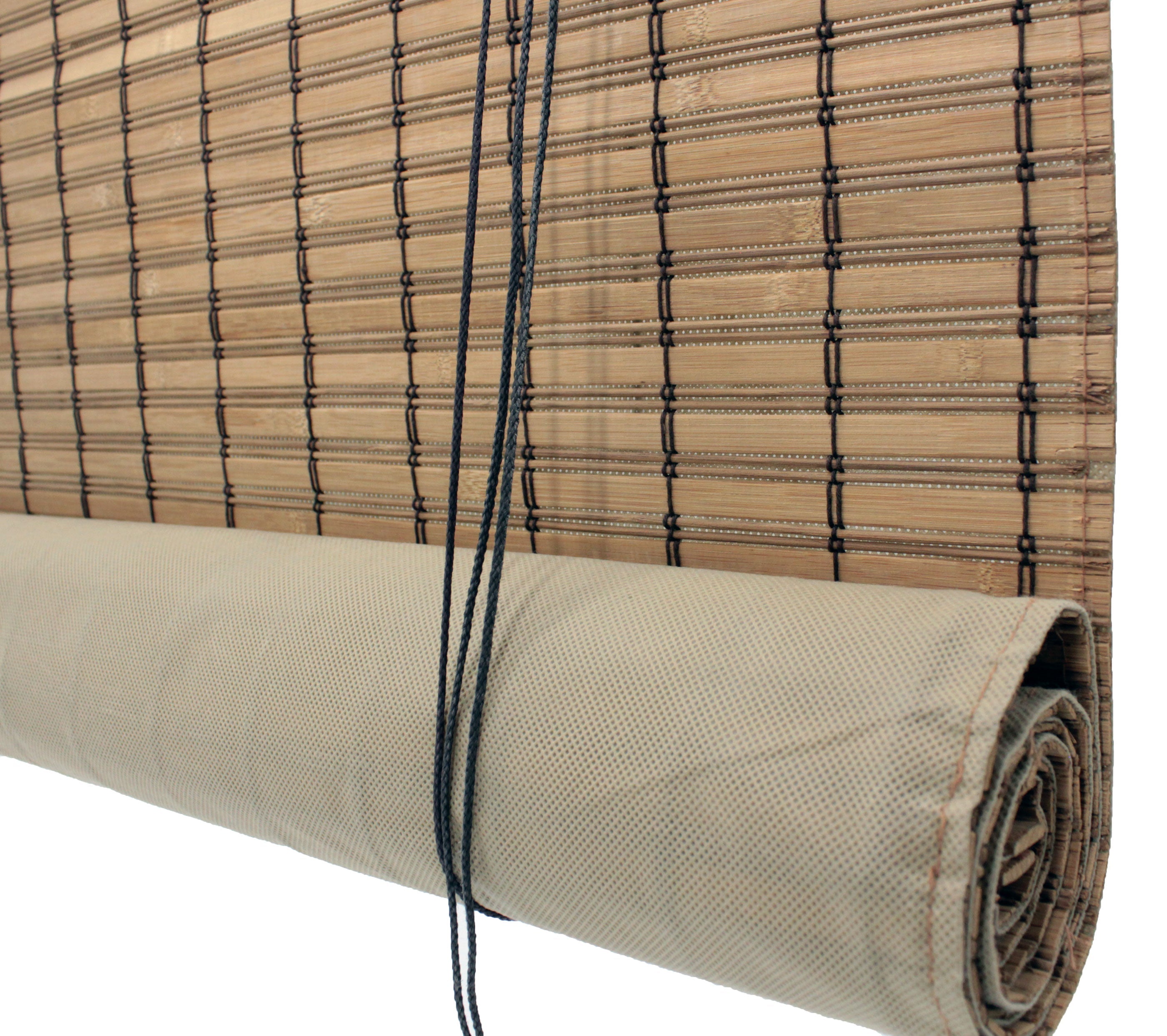 Seta Direct, Brown Bamboo Slat Roll Up Blind with Privacy Backer Liner ...