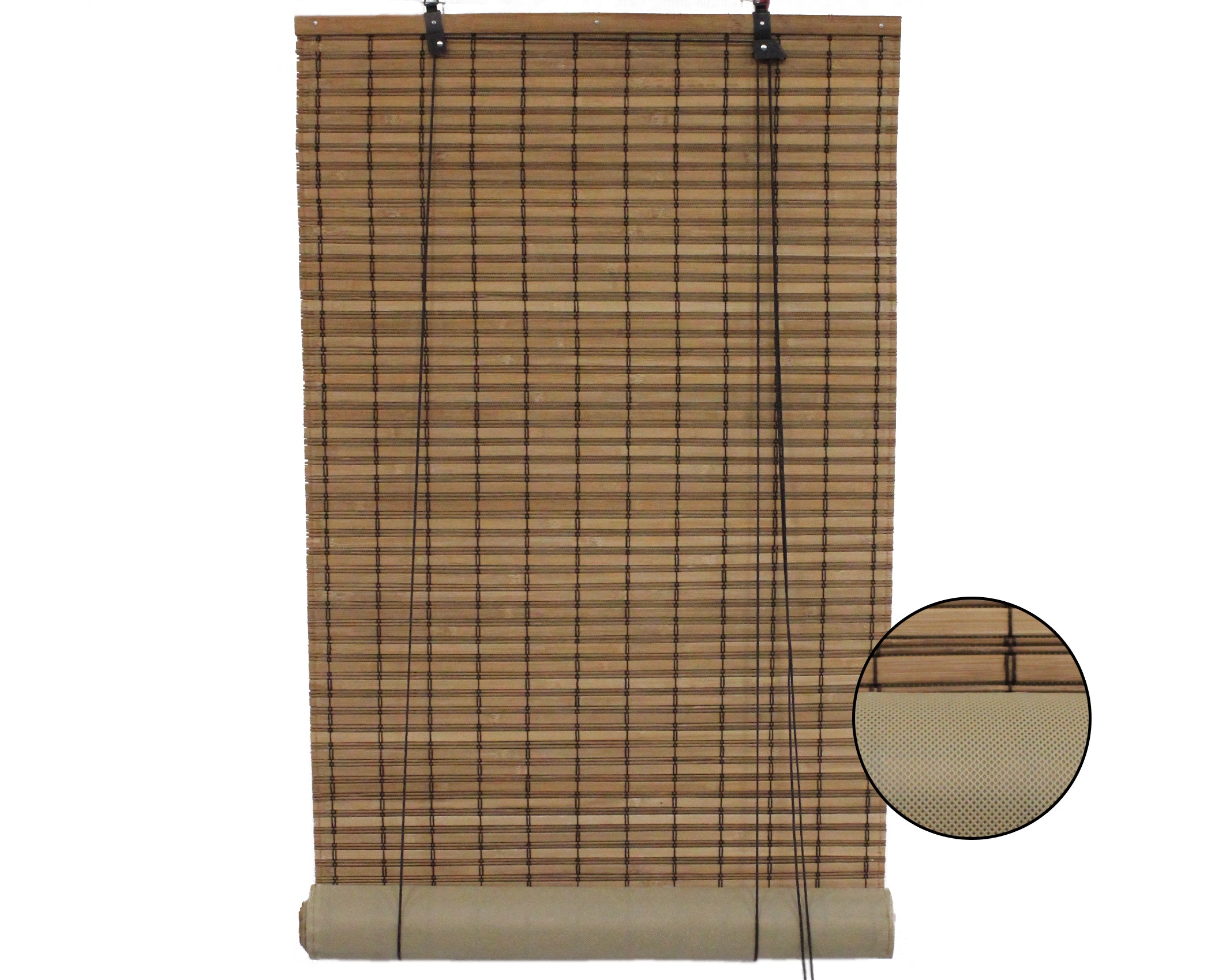Seta Direct, Brown Bamboo Slat Roll Up Blind with Privacy Backer Liner ...